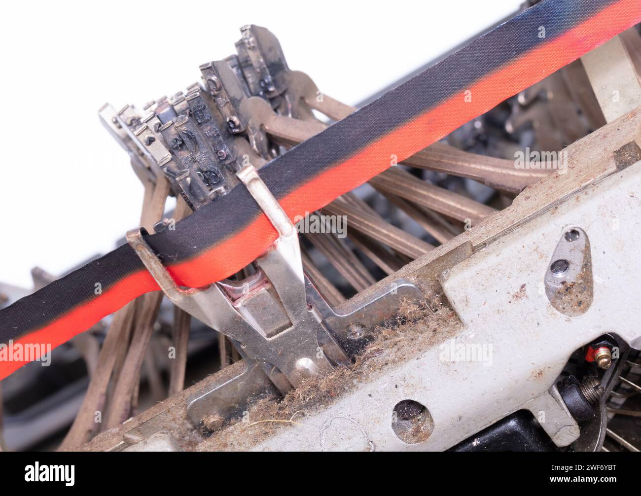 Broken metal typewriter, vintage object isolated, full frame Stock ...