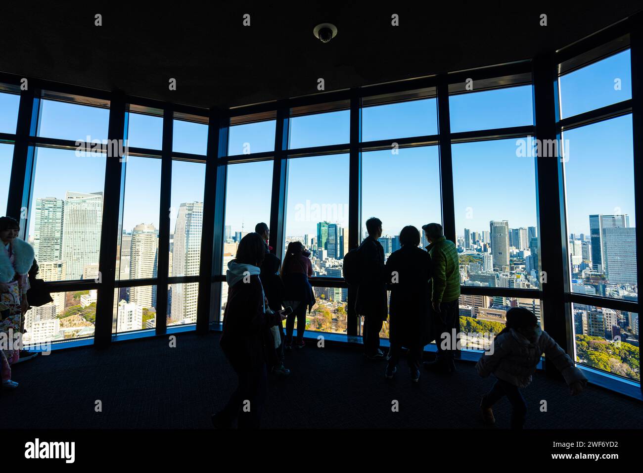 Tokyo, Japan. January 9, 2024. people looking at the city panorama from the intermediate ...