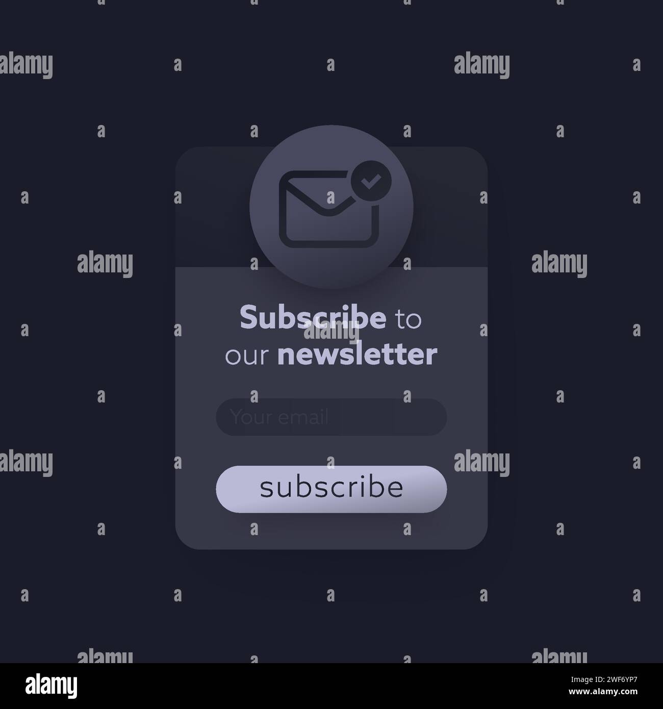 subscribe to a newsletter form, dark ui design Stock Vector Image & Art ...