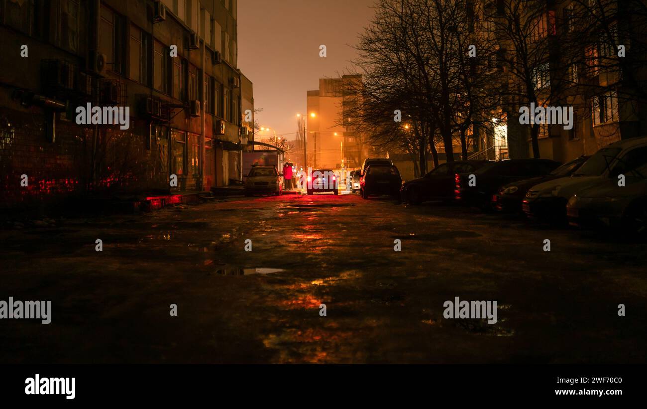 A horror street in the city at the night Stock Photo - Alamy
