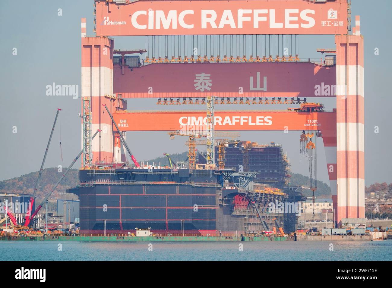 YANTAI, CHINA - JANUARY 26, 2024 - A floating production, storage and offloading vessel (FPSO ...