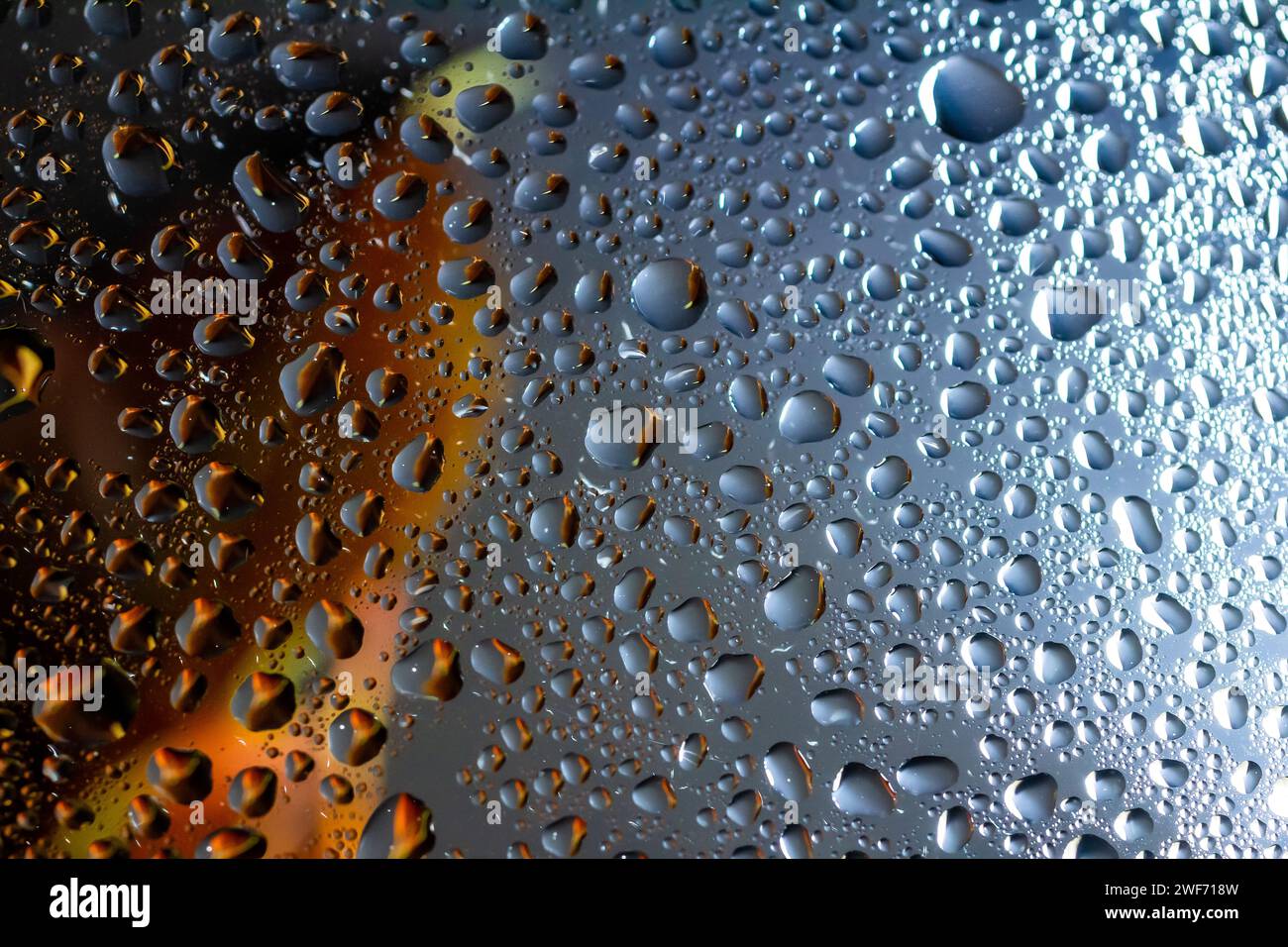 abstract background fall, glass drops autumn yellow leaves wet october ...