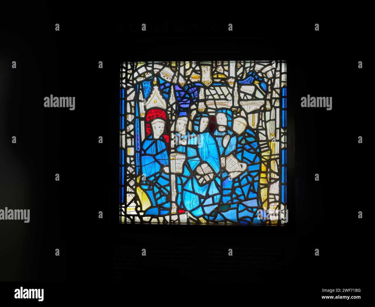 Scene, of Saint Cuthbert in discussion with fellow monks, on the ...