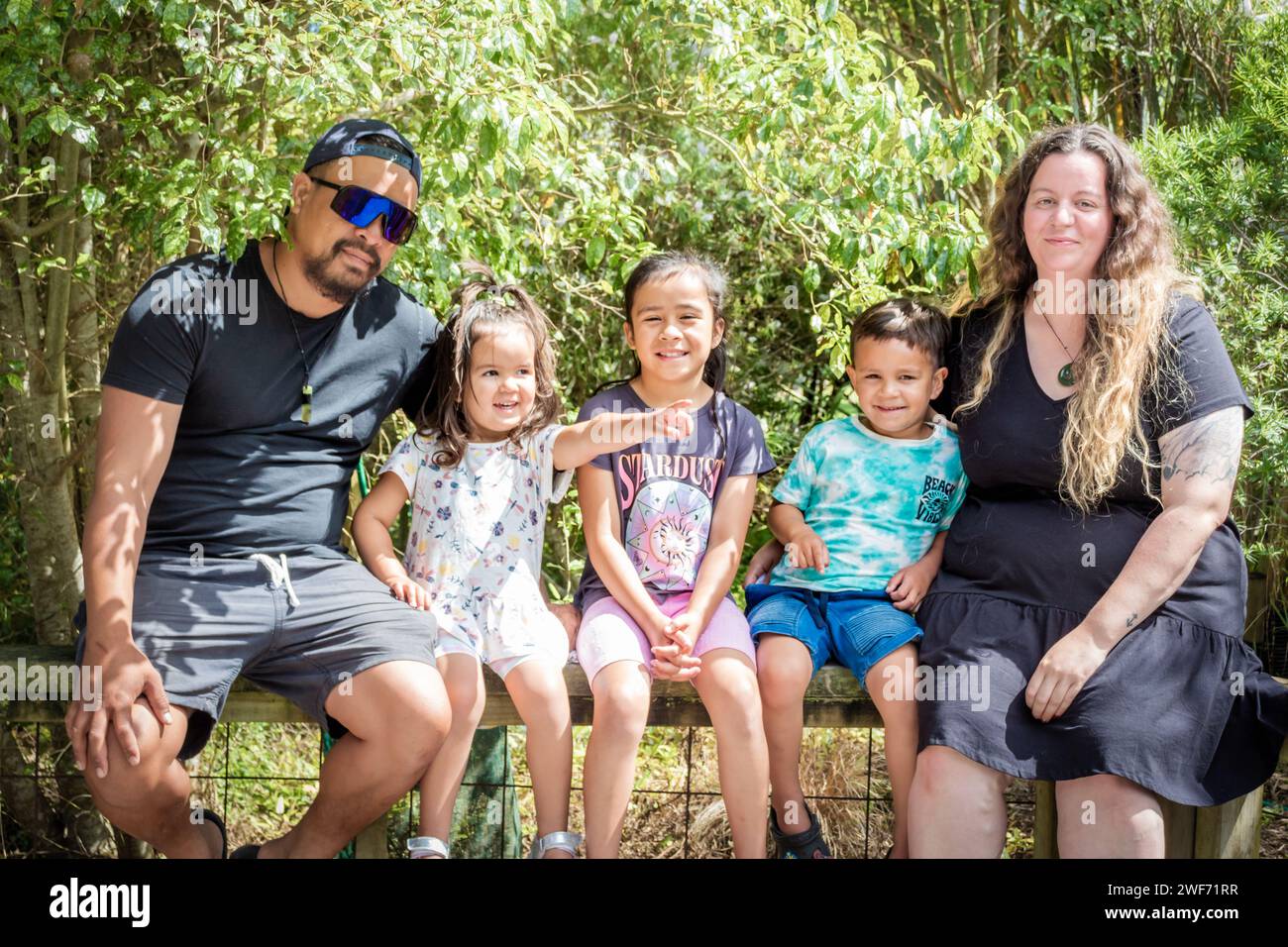 A close up portrait of young multiracial New Zealand family Stock Photo ...
