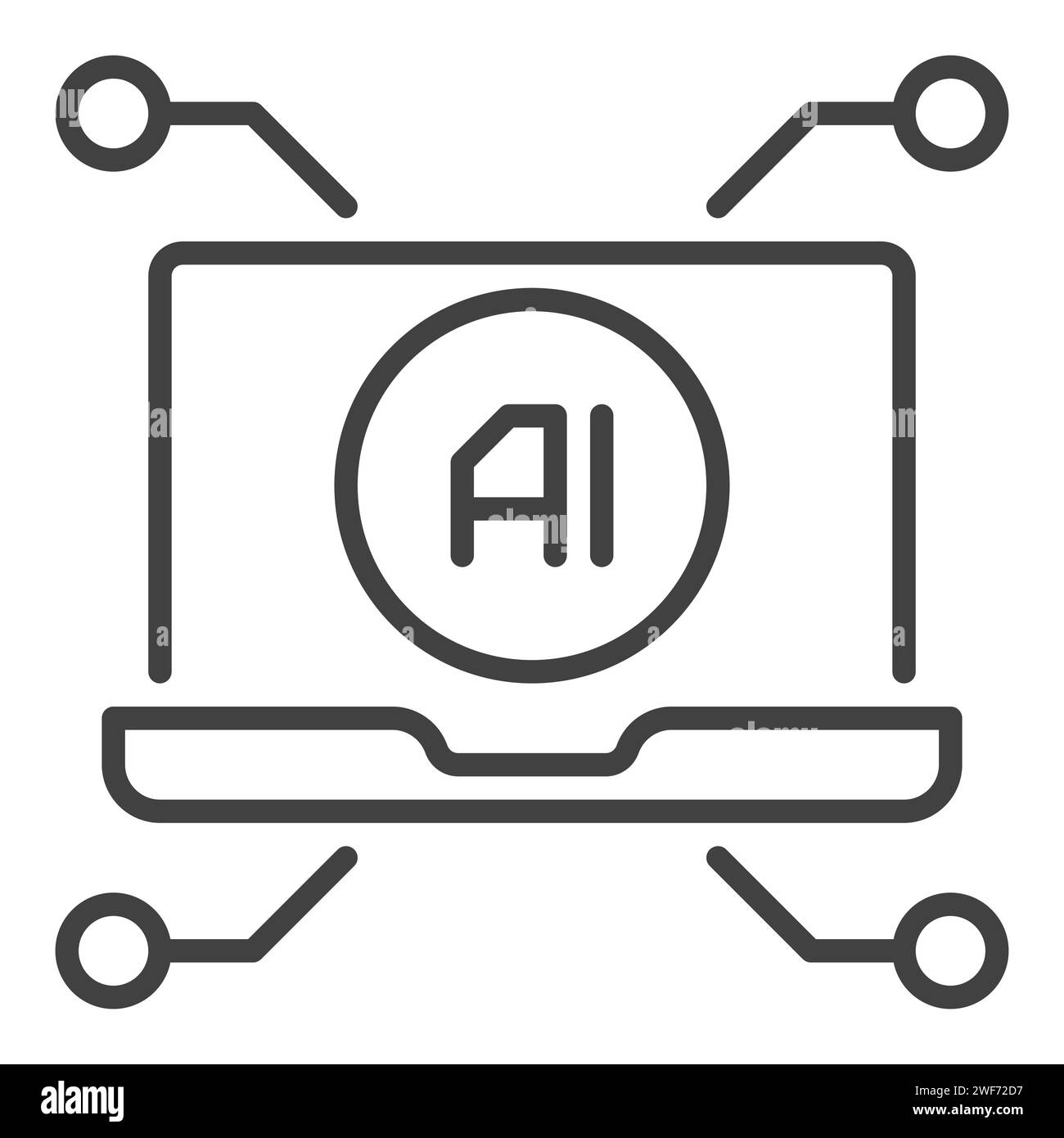 Artificial Intelligence Laptop vector AI concept icon or symbol in thin line style Stock Vector ...