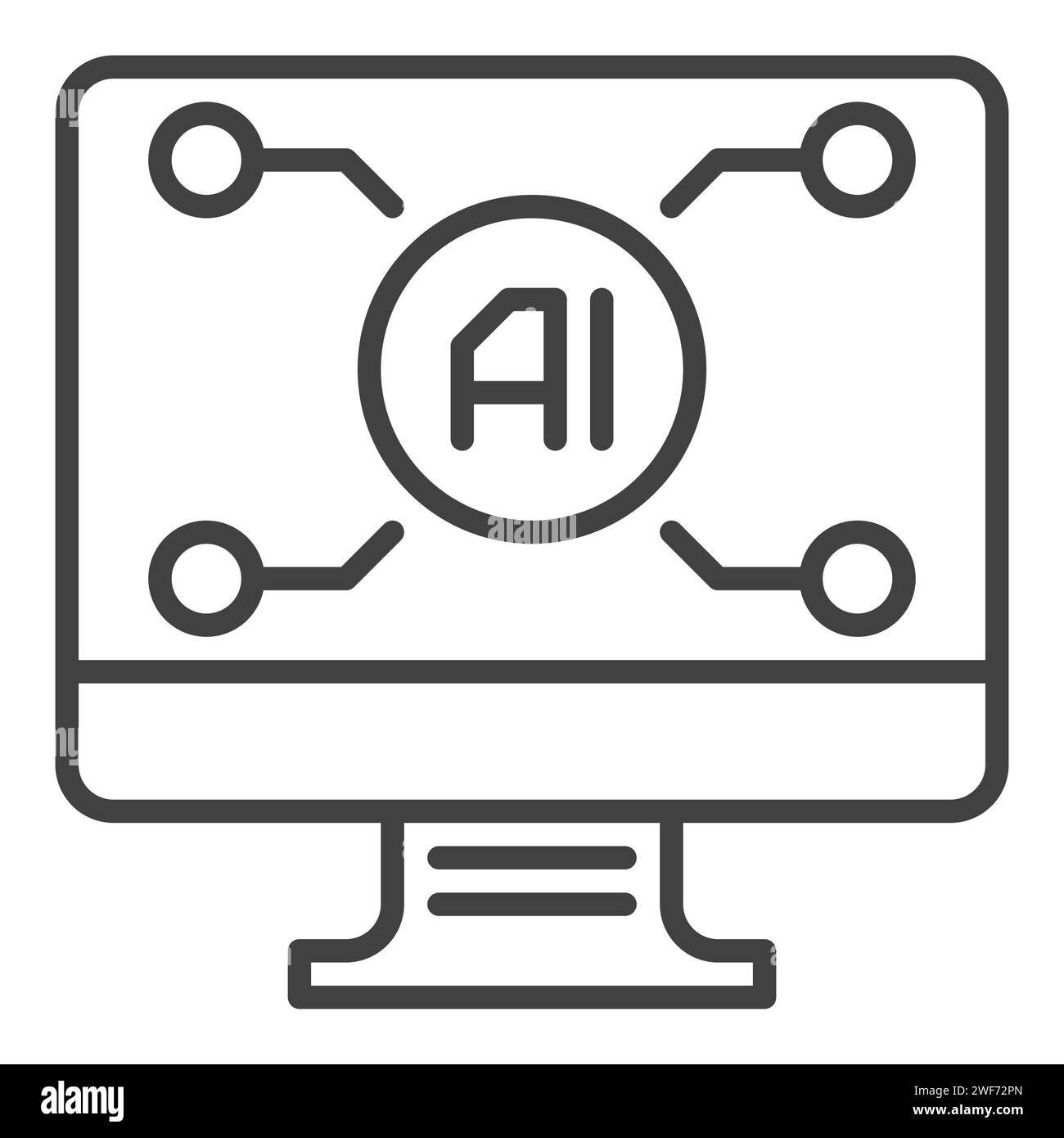 Artificial Intelligence Computer with AI technology vector concept icon ...