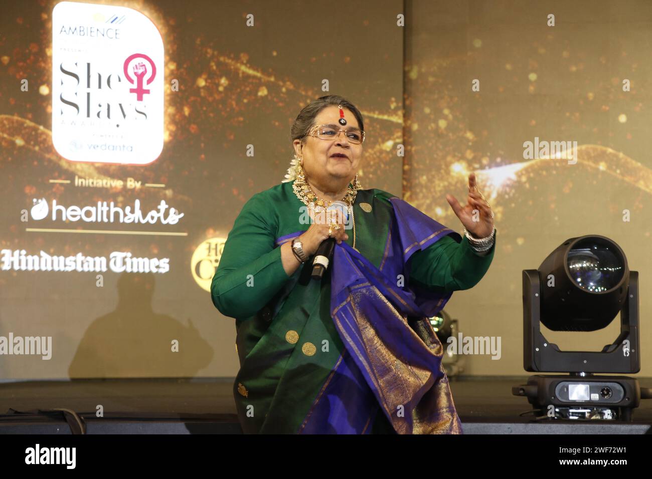 NEW DELHI, INDIA - APRIL 13: Veteran singer Usha Uthup performs during ...