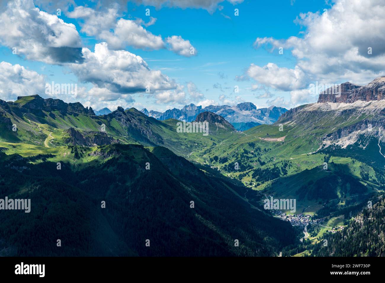 Highest part of Val Cordevolle valley with Arabba village, Passo Pordoi ...