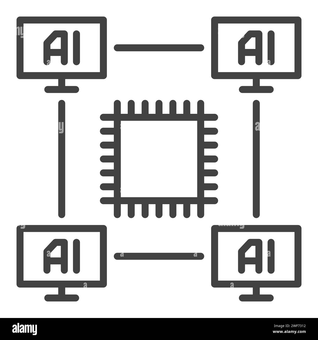 Computers with AI Chip vector Artificial Intelligence Technology ...