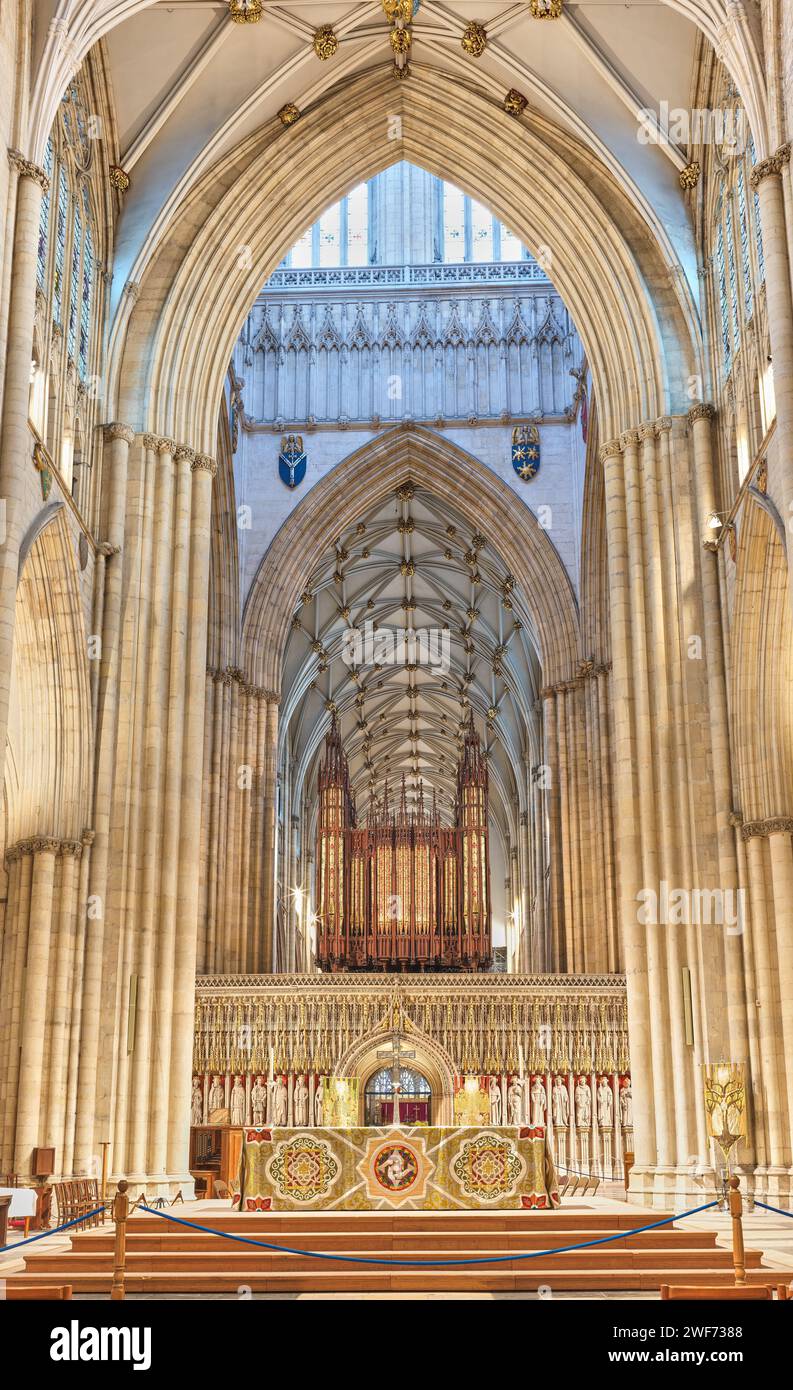 Main altar in the nave of the minster (cathedral) at york, England ...