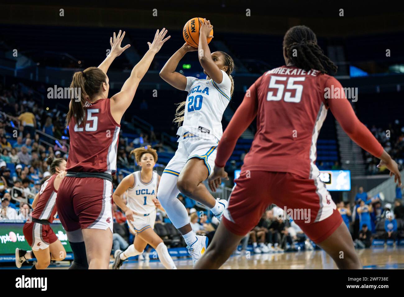 UCLA Bruins guard Charisma Osborne (20) shoots over Washington State ...