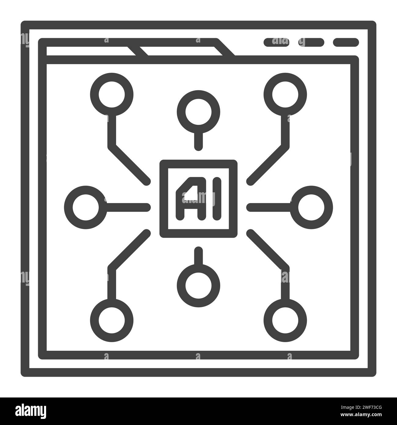 Web Browser with AI vector Artificial Intelligence Website concept outline icon or symbol Stock ...