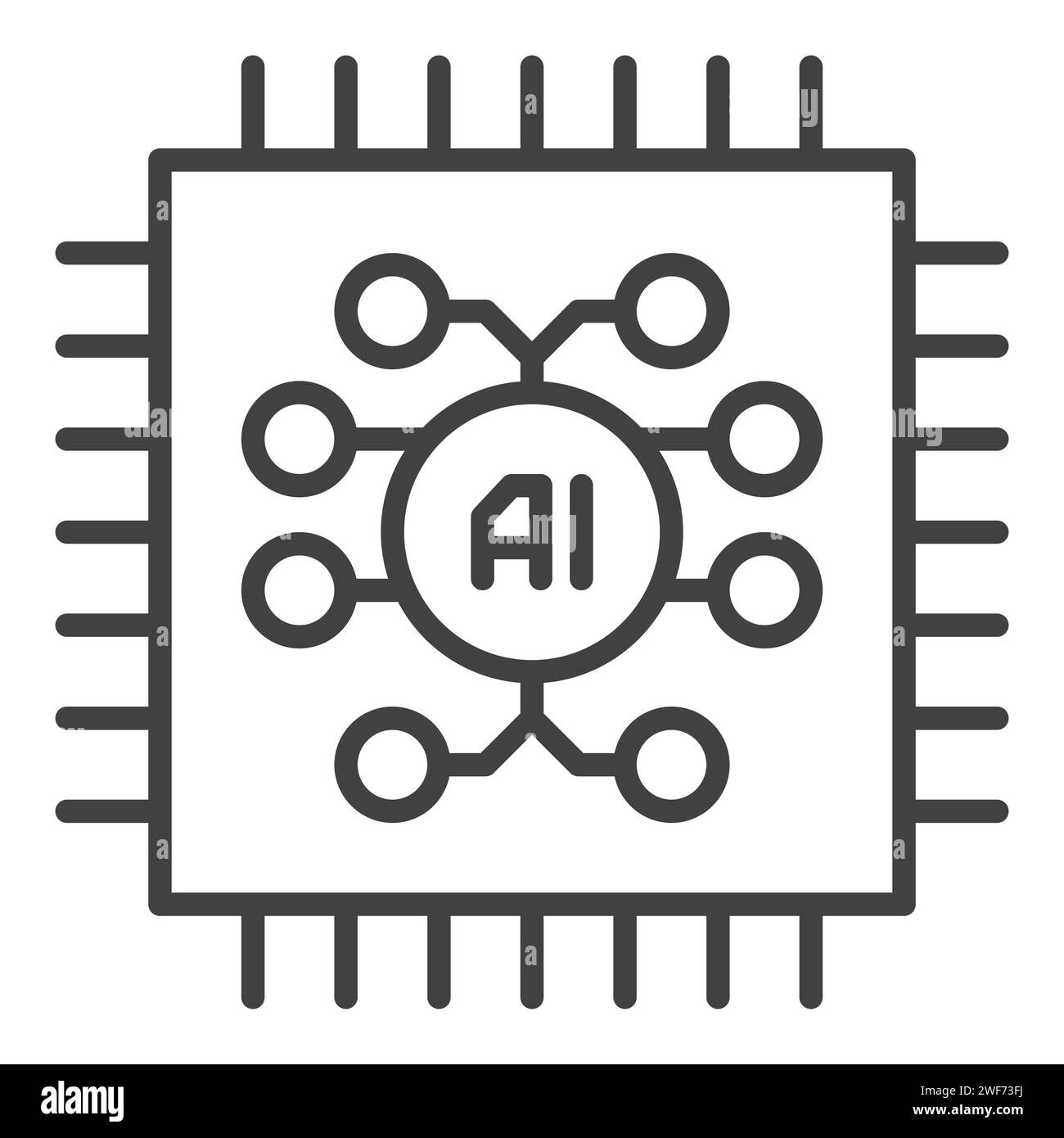 AI Computer Chip vector Artificial Intelligence Tech concept thin line ...