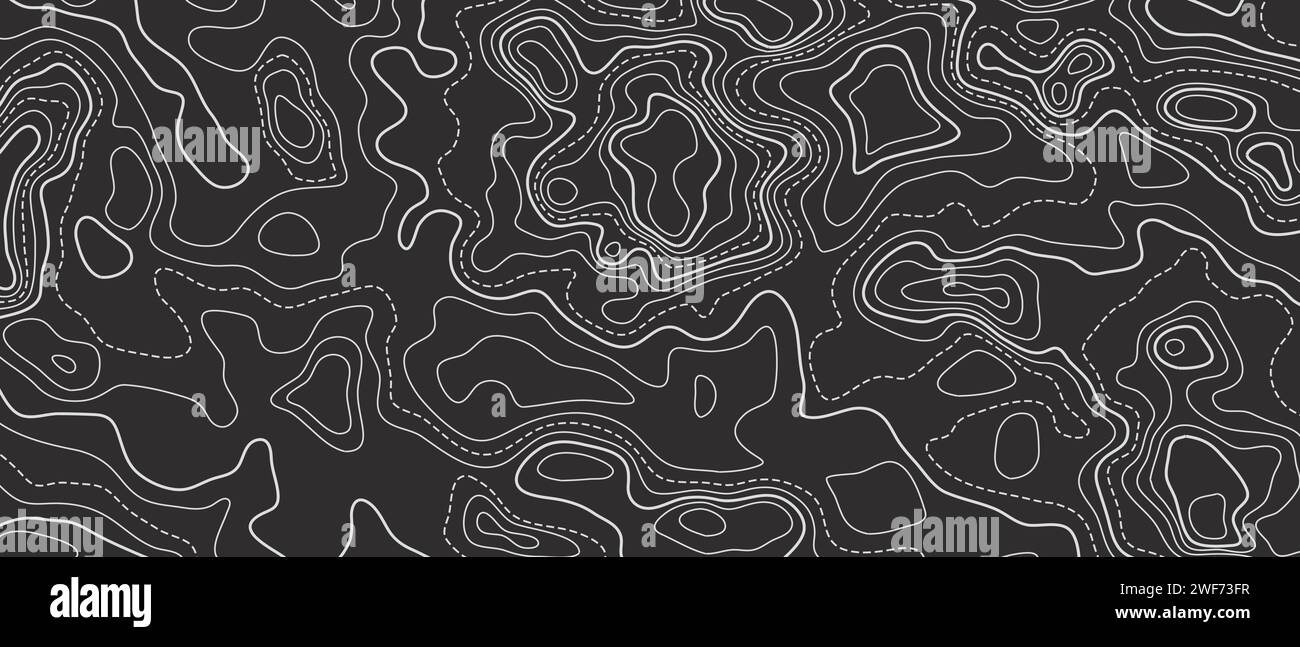 Ocean bottom topographic line map curvy wave isolines vector ...