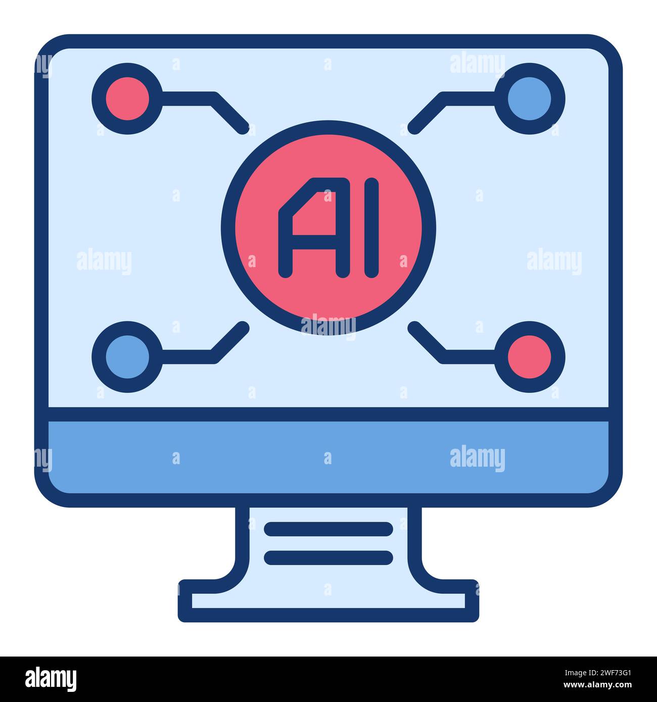 AI technology on PC Screen vector Artificial Intelligence Computer ...