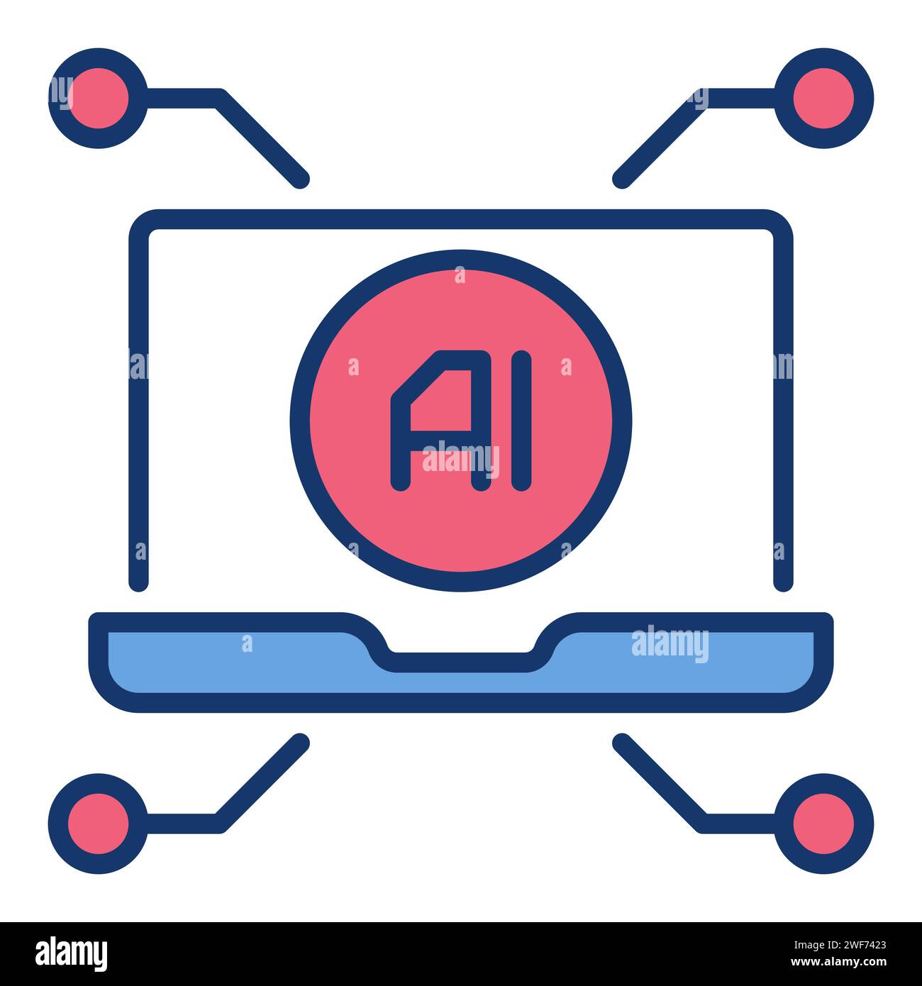 Artificial Intelligence in Laptop vector AI concept colored icon or ...