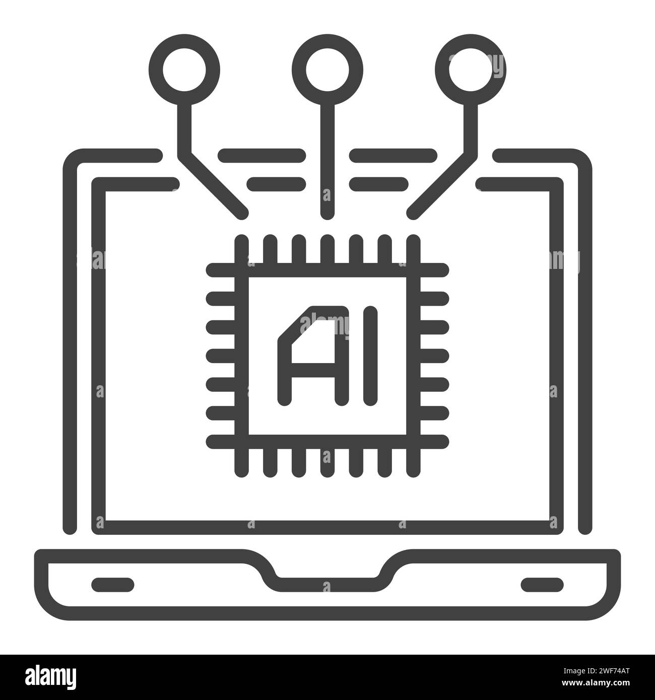 Laptop with AI vector Artificial Intelligence concept linear icon or symbol Stock Vector Image ...