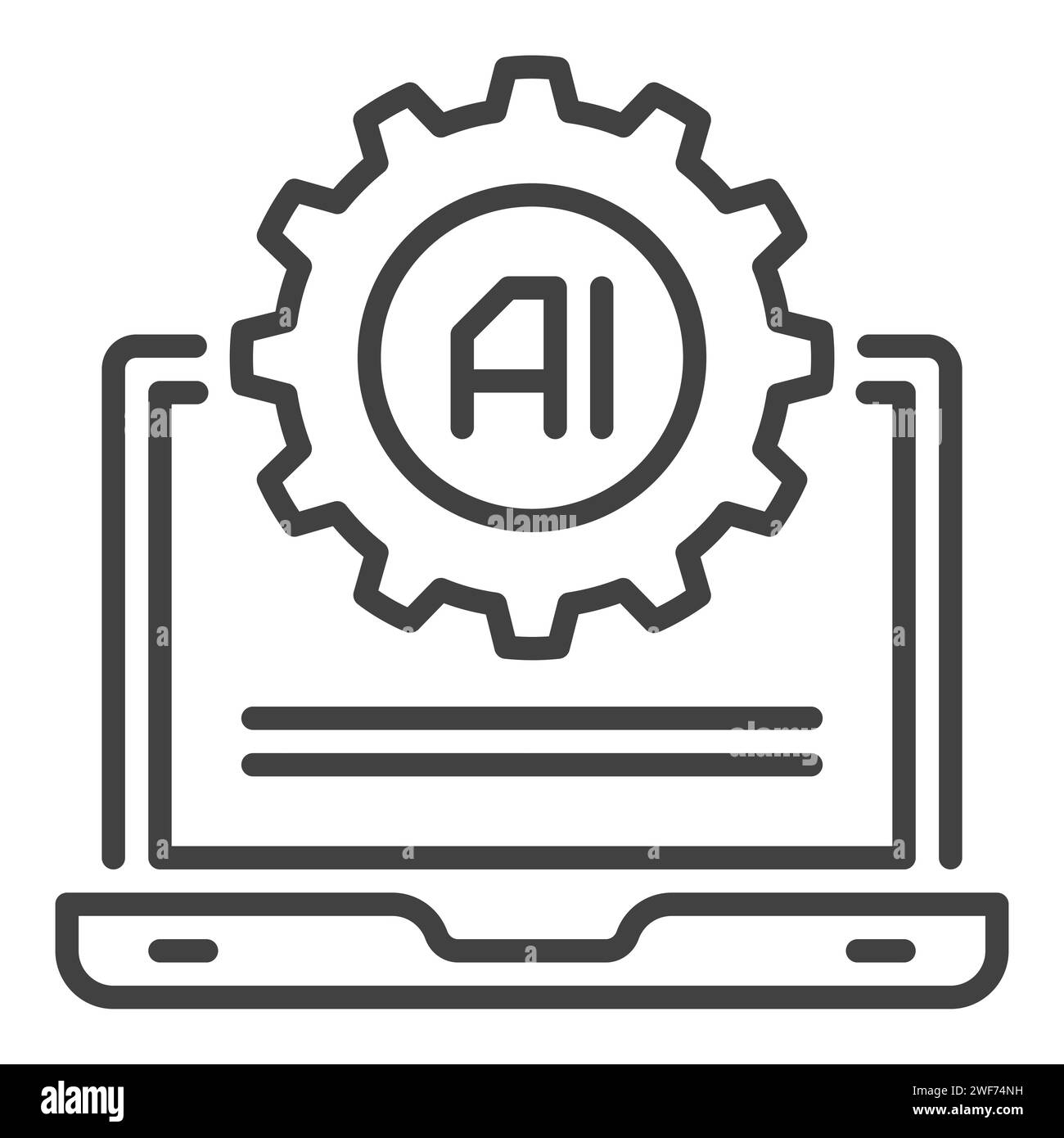 Artificial Intelligence Laptop with Gear vector AI Settings concept ...