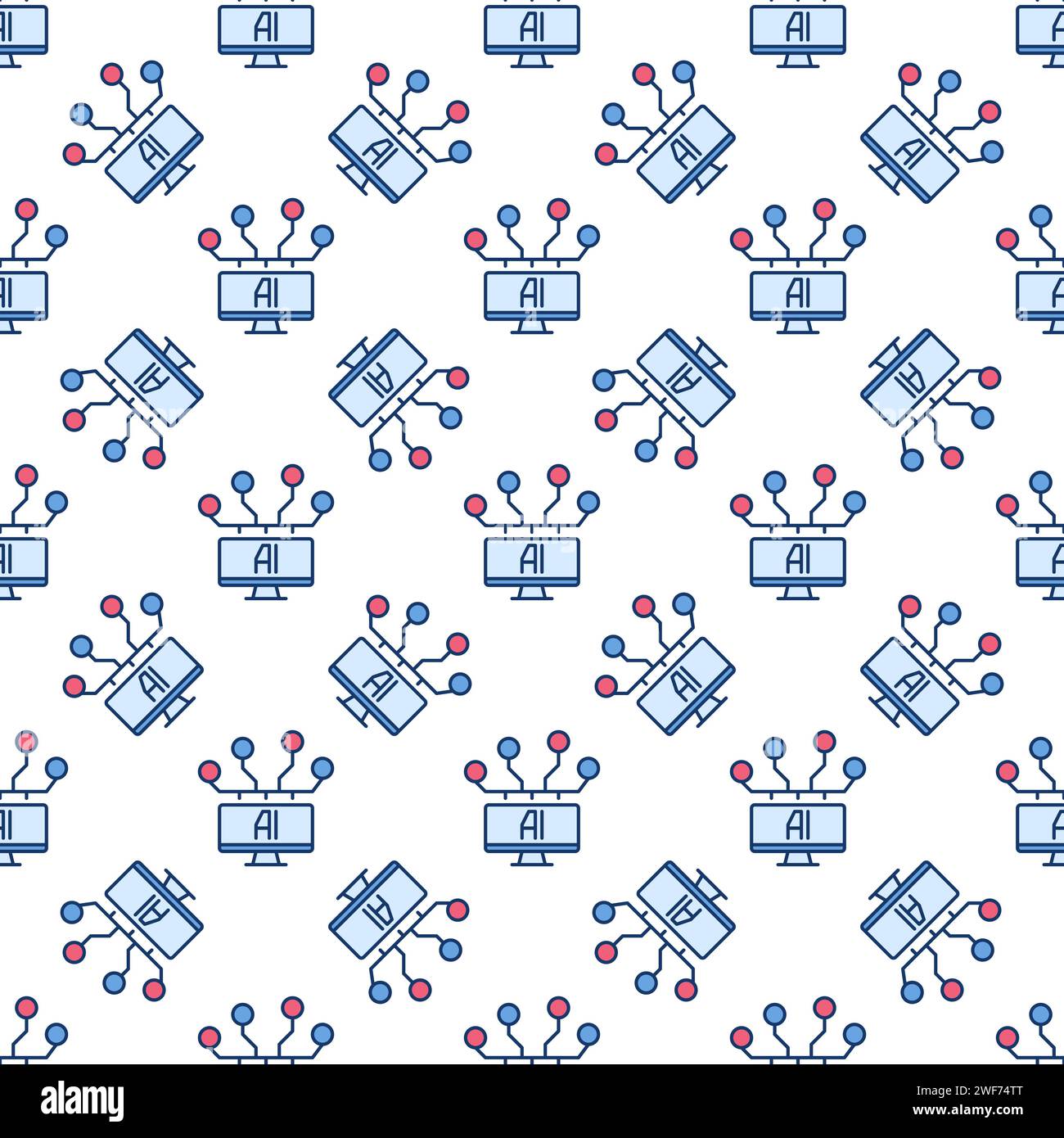 PC with AI vector Artificial Intelligence concept colored seamless pattern Stock Vector Image ...