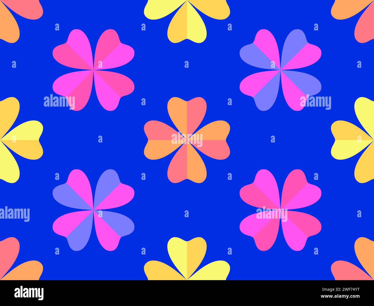 Seamless pattern with clovers for St. Patrick's Day. Multi-colored four ...