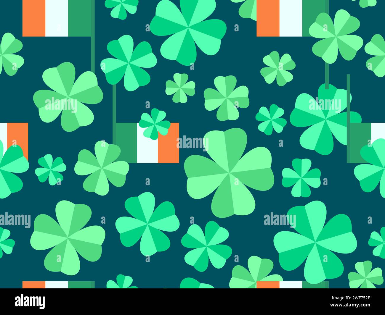 Seamless pattern with Irish flag and clover leaves for St. Patrick's ...