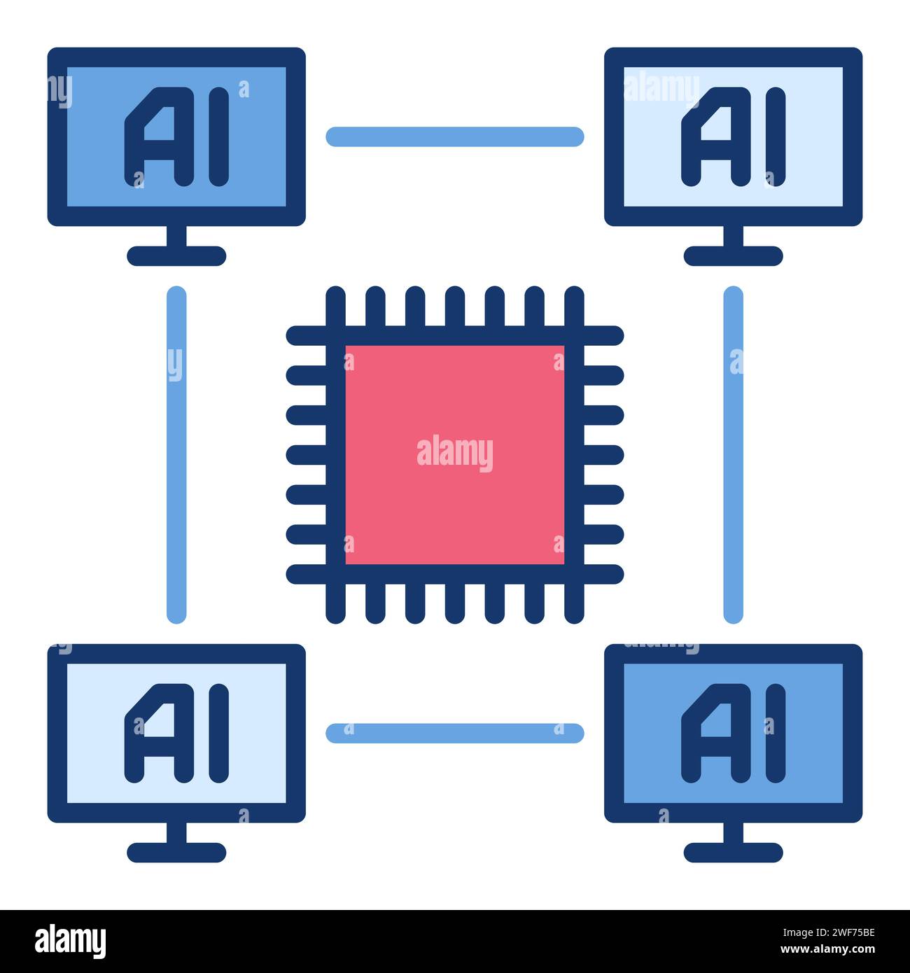 AI Chip and Computers vector Artificial Intelligence Technology concept ...