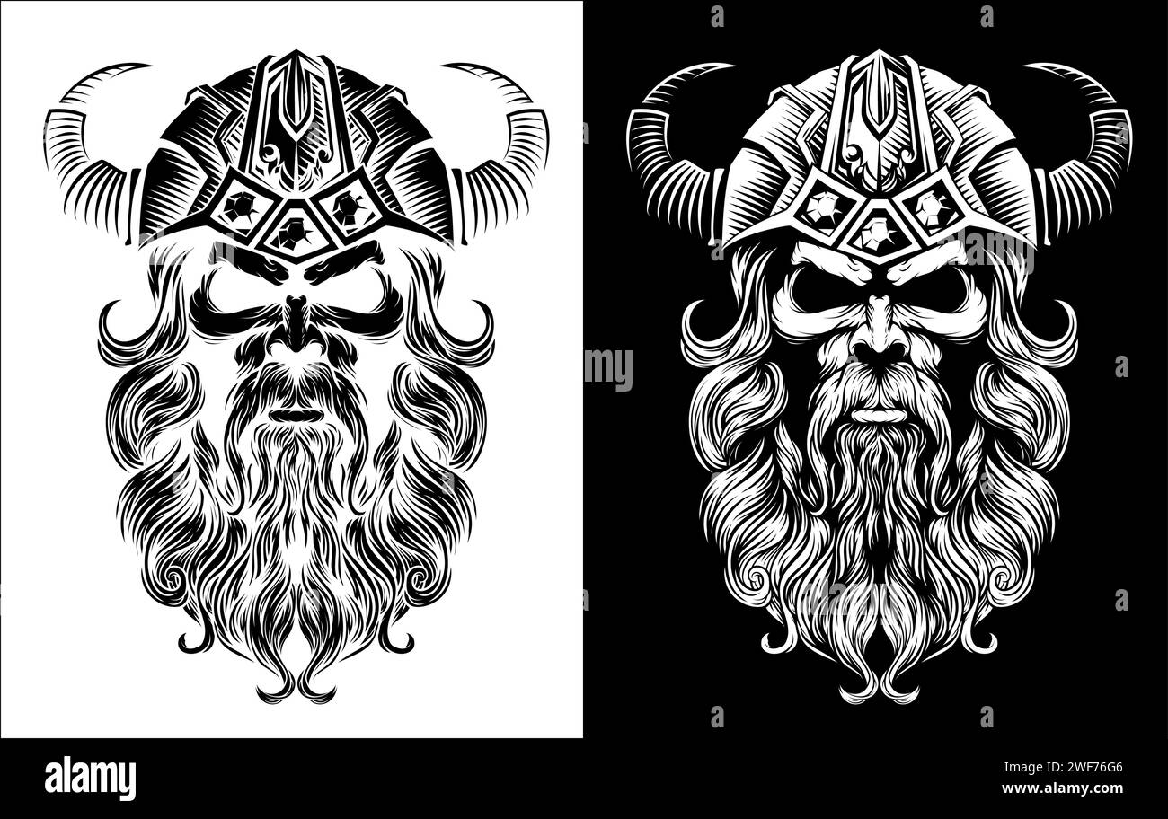 Viking Warrior Man Strong Mascot Face in Helmet Stock Vector Image ...