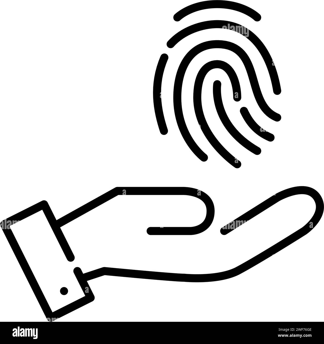 Hand holding a fingerprint. Biometric recognition technology. Pixel ...