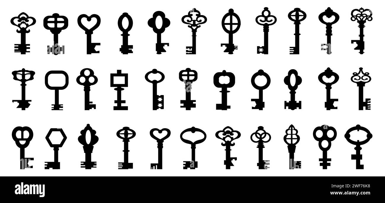 Big set of isolated graphical retro keys Stock Vector Image & Art - Alamy