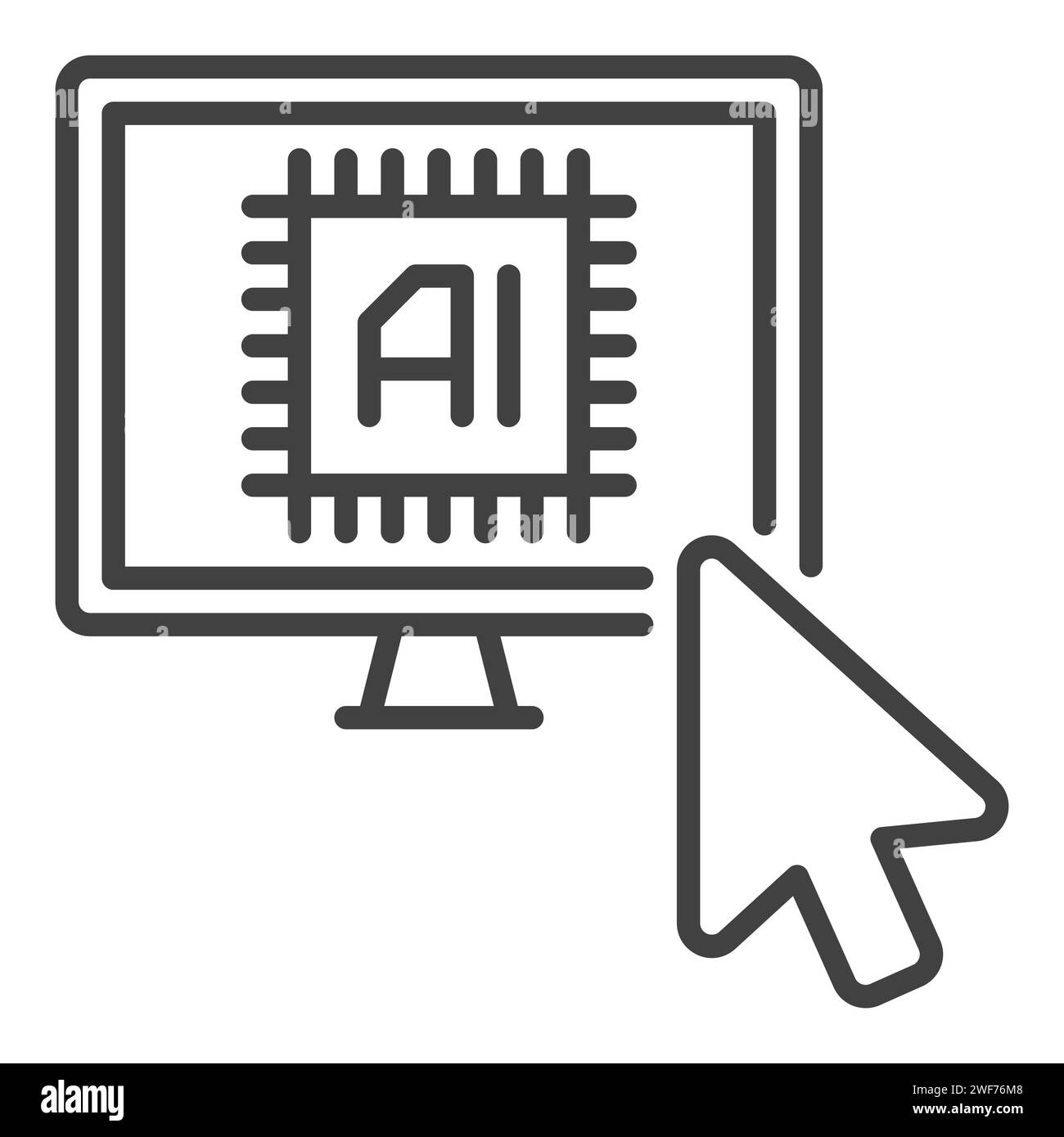 Mouse Cursor On Ai Computer Vector Artificial Intelligence Concept