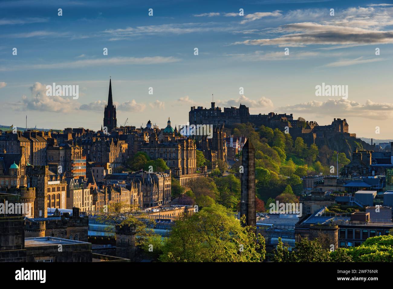 City of Edinburgh in Scotland, UK. Old Town skyline at sunset, historic ...