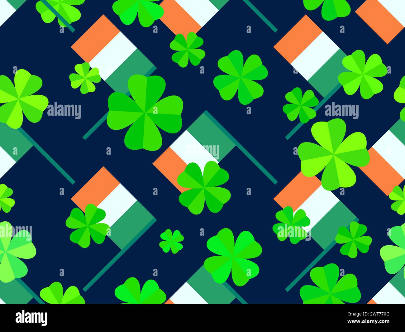 Seamless pattern with Irish flag and clover leaves for St. Patrick's ...