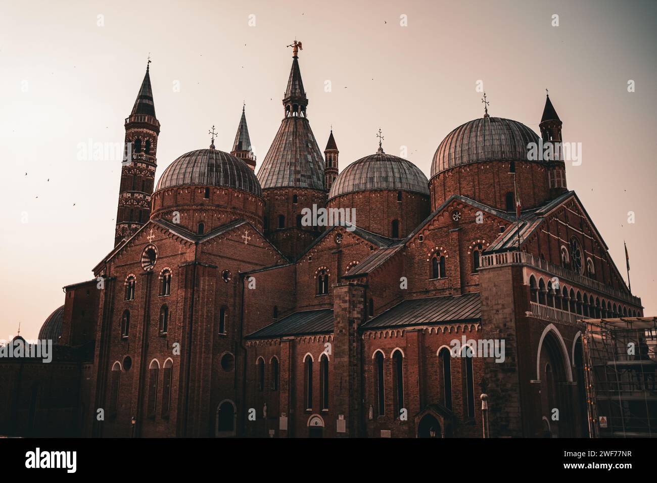 The domes and spires of the Basilica of Saint Anthony glow under the ...
