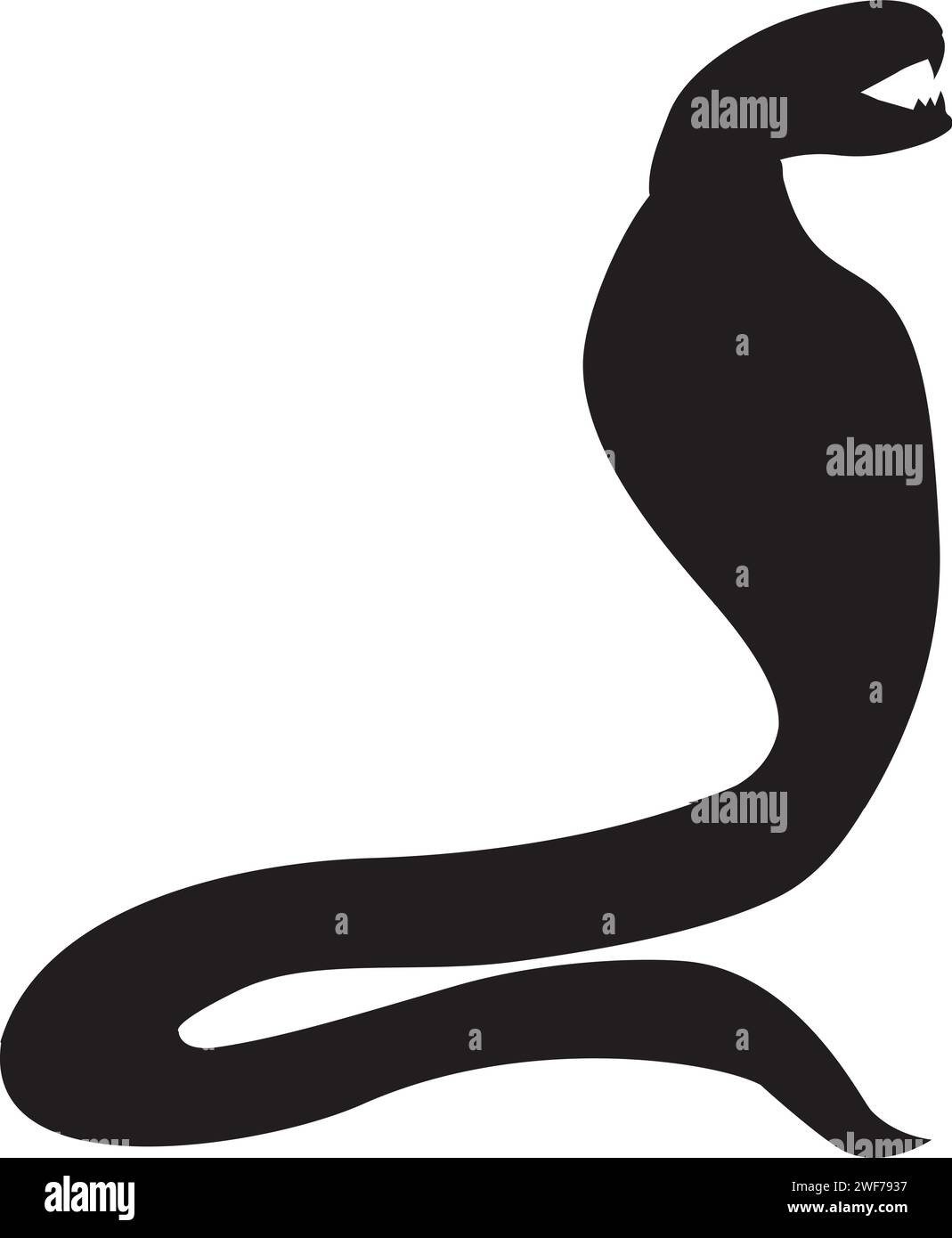 Black silhouette Cobra with open hood animal body, fairy tale Halloween ...