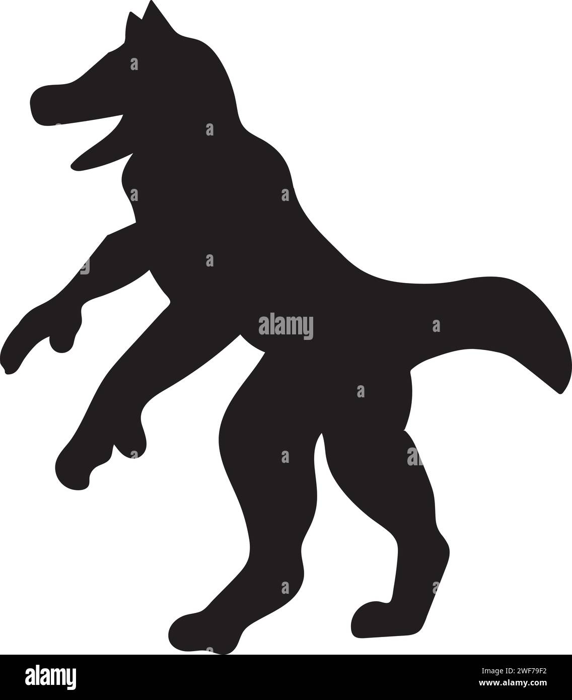 Black silhouette cruel werewolf animal body, fairy tale Halloween ...