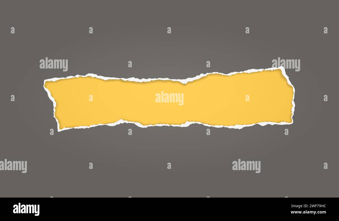 Rectangular hole composition in dark grey paper with torn edges and ...