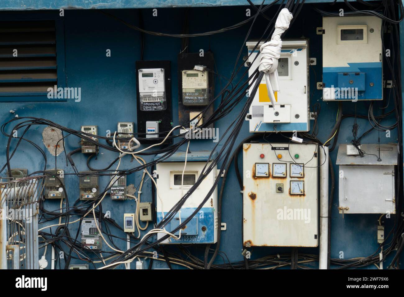 Electrical fuse box and circit braker instalation Stock Photo - Alamy