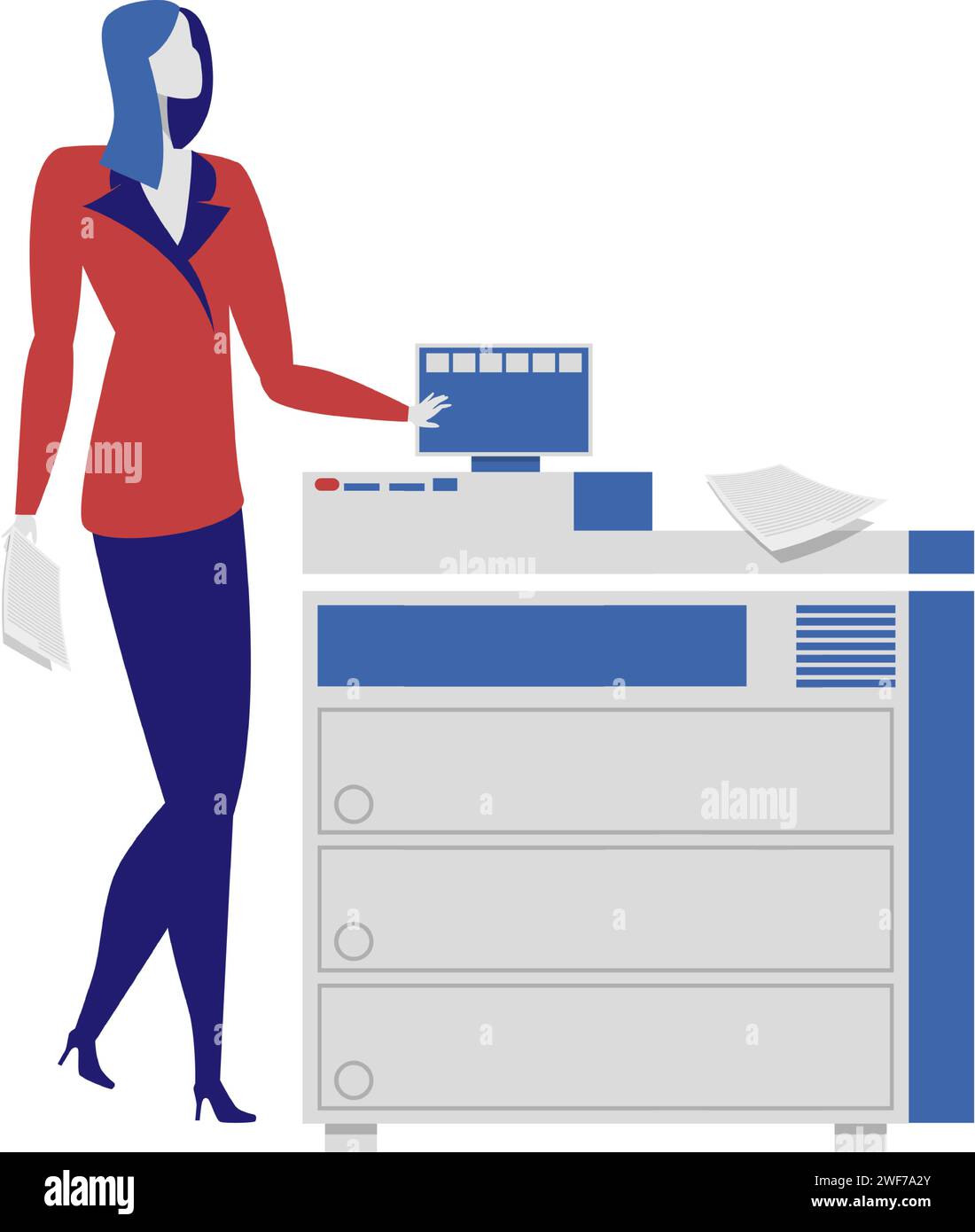 Woman using photocopier Stock Vector Images - Alamy