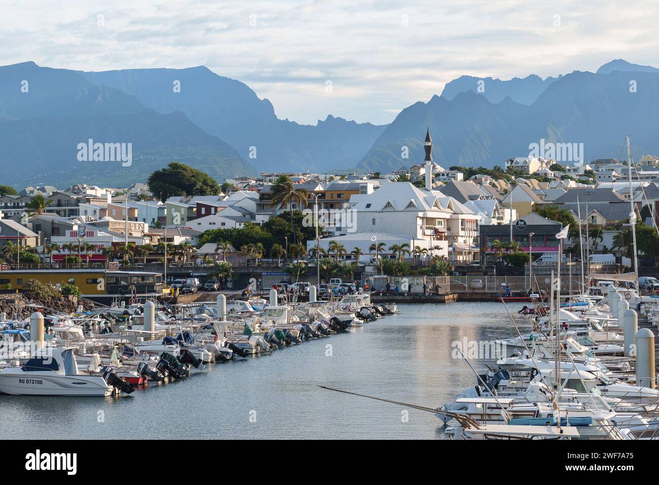 Peaceful Morning at Port of Saint-Pierre, Reunion Island Stock Photo ...
