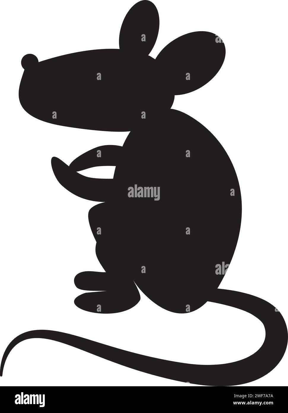 Black silhouette scared eared rat animal body, fairy tale Halloween ...
