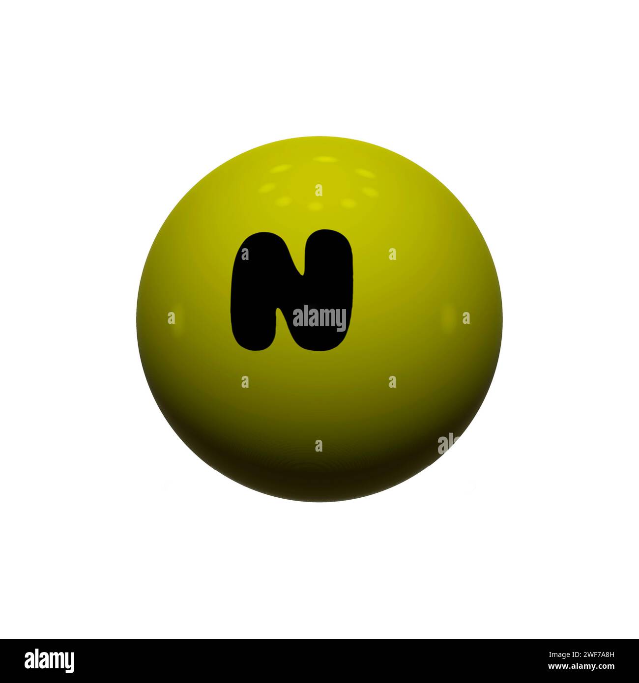 Digital illustration. 3d sphere with the letter N on it representing a ...