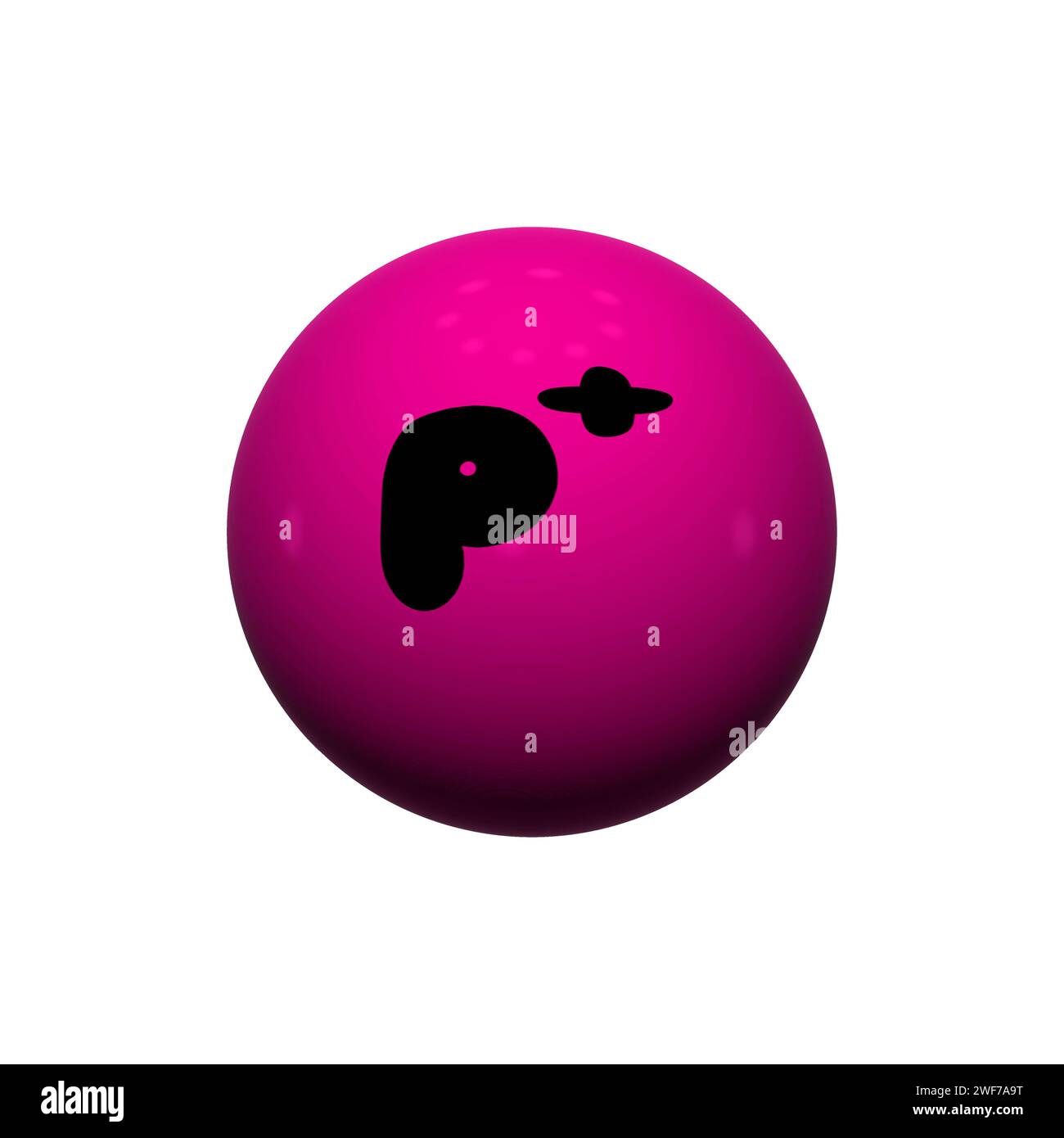 Digital illustration. 3d sphere with the letter P on it representing a ...