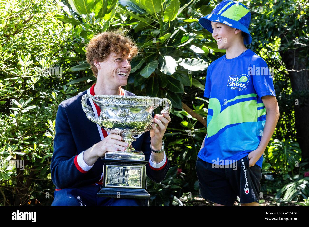 Melbourne, Australia. 29th Jan, 2024. Jannik Sinner of Italy interacts ...