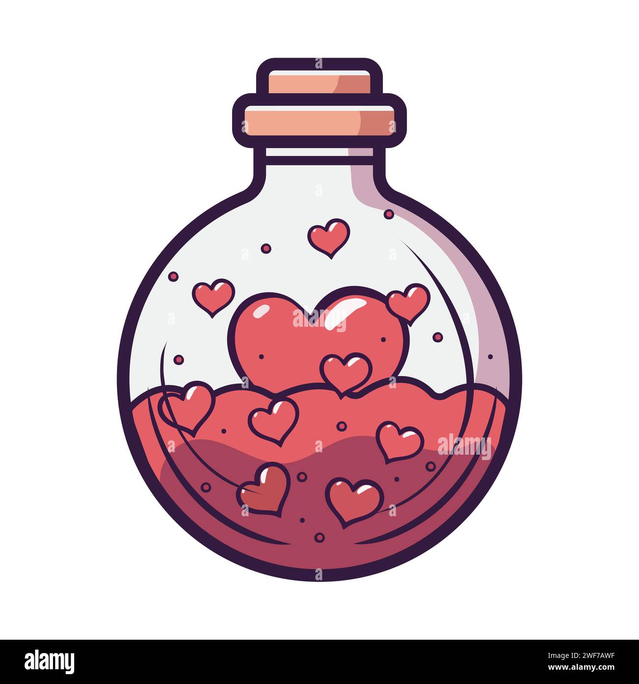 Love potion isolated on white background. Cartoon fantasy magic spell ...