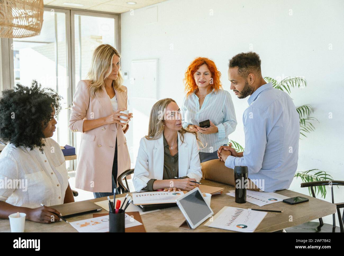 Business team discussing ideas while having a meeting for a new project ...