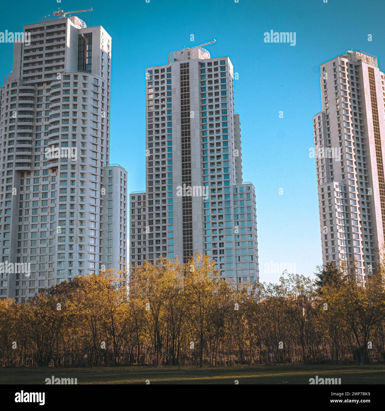 The City buildings in a spacious grassy vicinity: Skopje, North ...