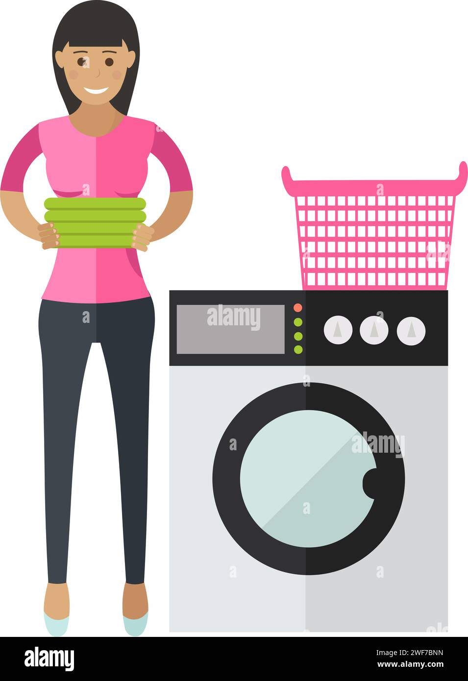 Folding laundry woman Stock Vector Images - Alamy