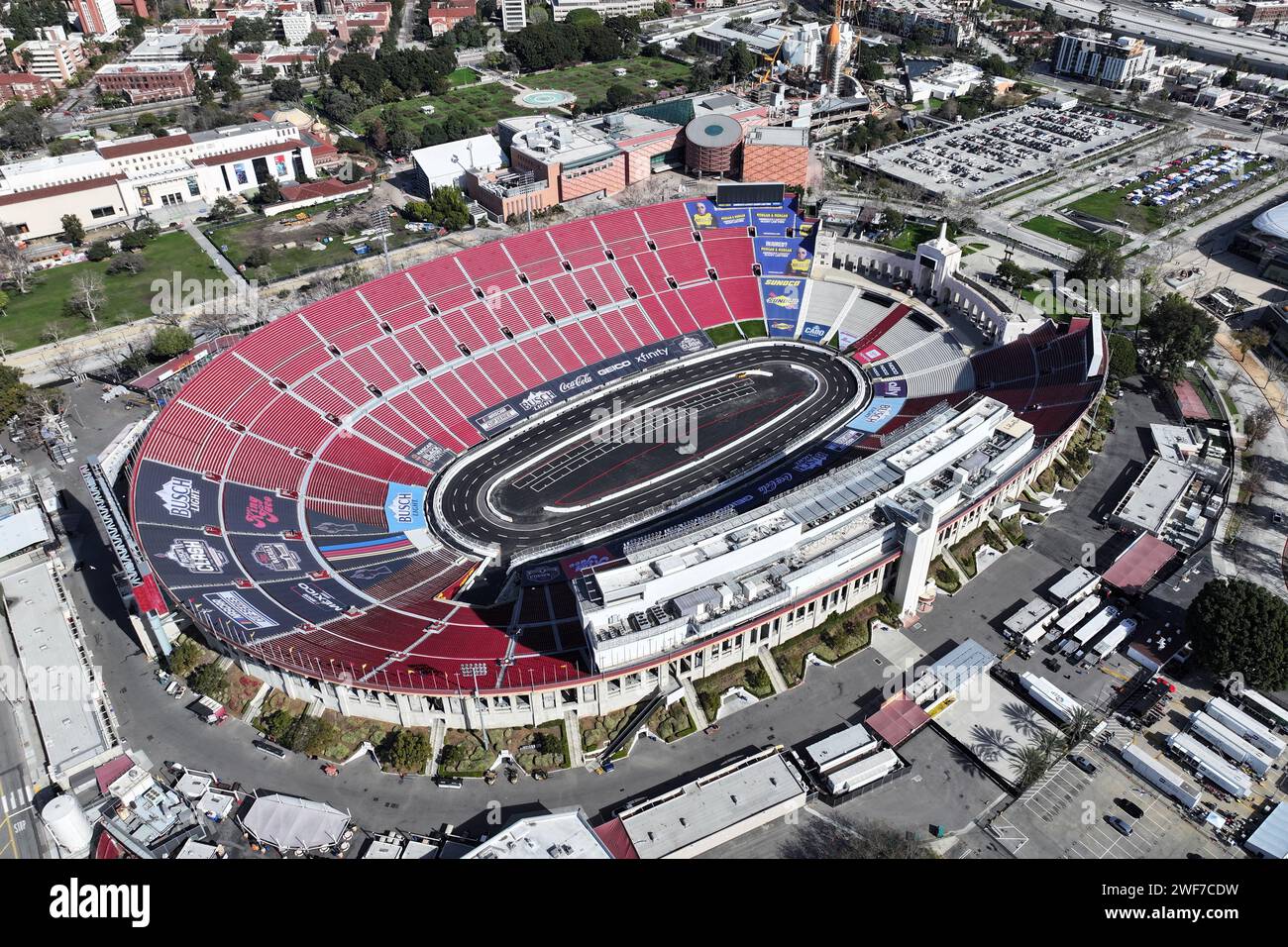 A general overall aerial view of the temporary asphalt racetrack at the ...
