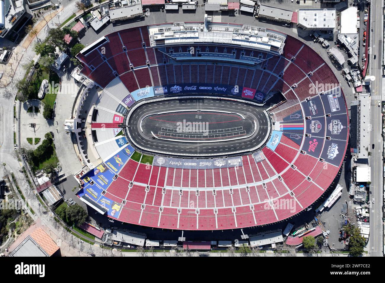 A general overall aerial view of the temporary asphalt racetrack at the ...