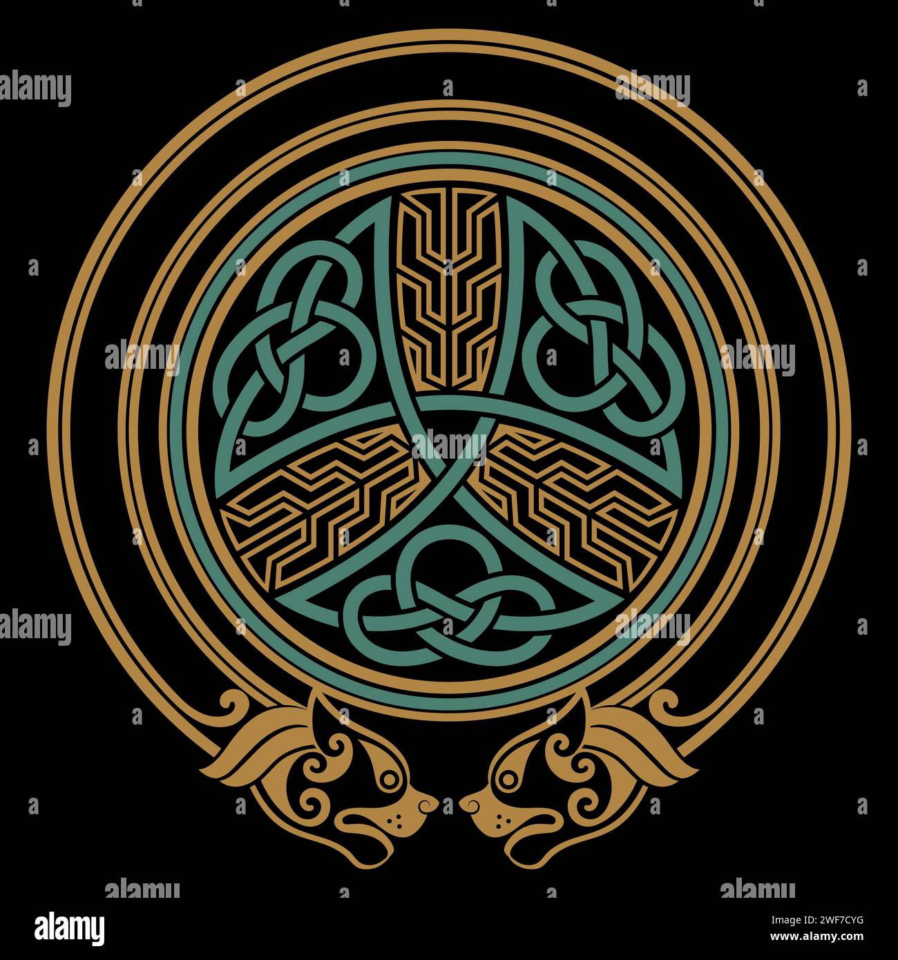 Viking Scandinavian design. Ancient decorative mythical animal in ...